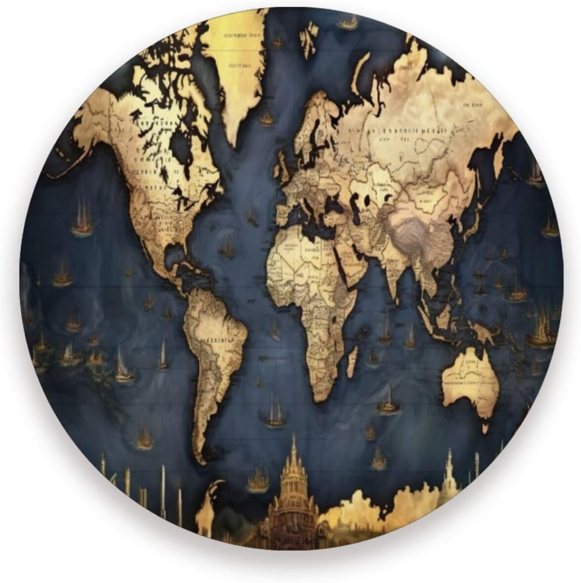 World Map Pattern Coaster, Drinks Round Absorbent Stone Set with ...