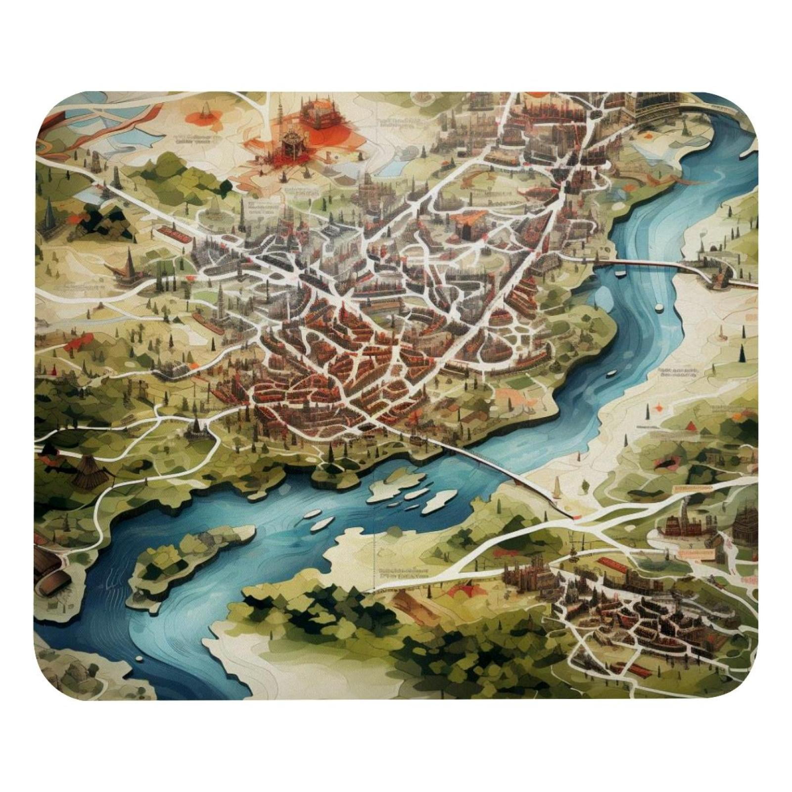 World Map Pattern Mousepad Square Thickness 2mm Desk Mat Office Home ...