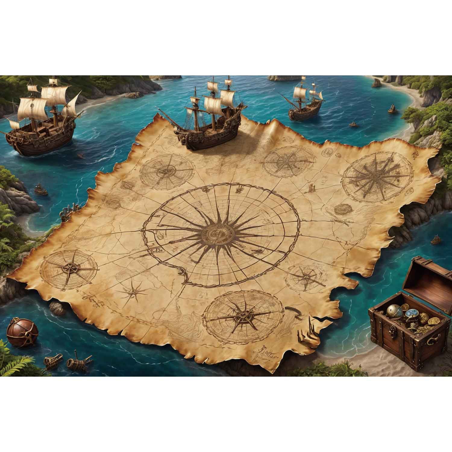 World Map Pirate Ship Backdrop Boys Birthday Photocall Background Skull ...
