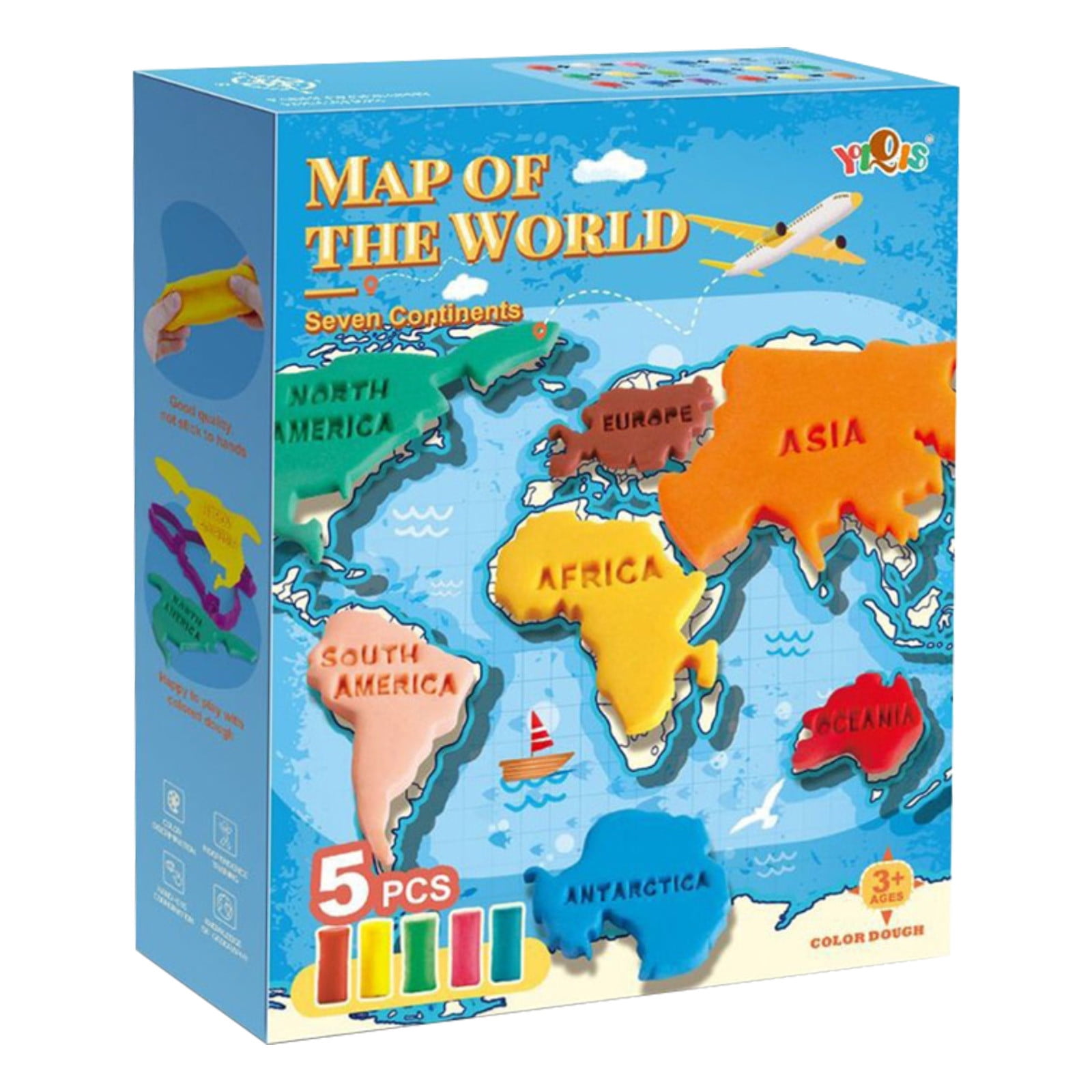 World Map Play Dough Set - 14-Piece Educational Toy with Continents ...