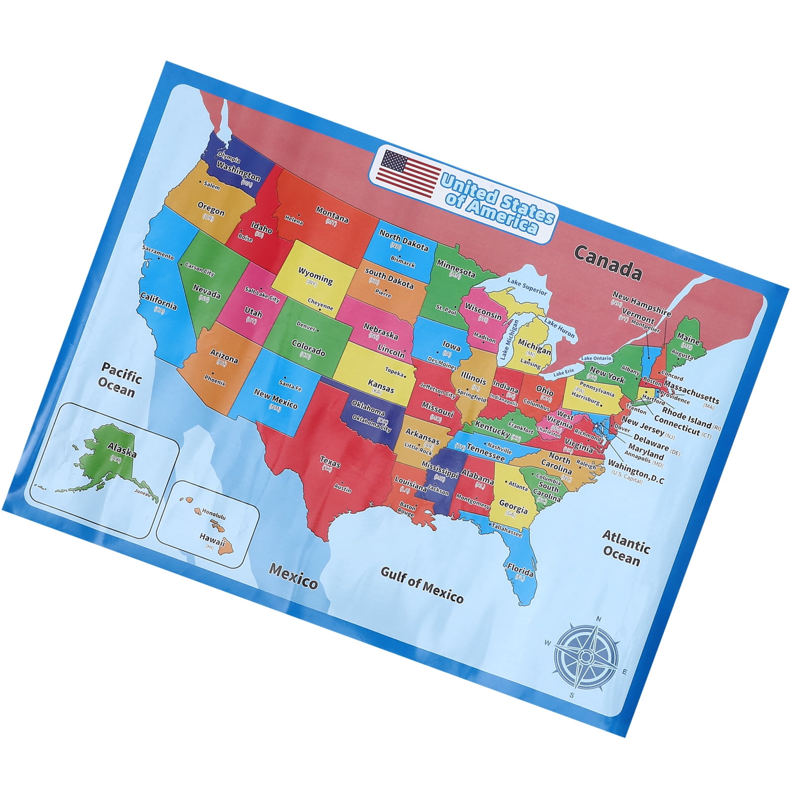 World Map Poster for States USA Homeschooling Wall - Walmart.com