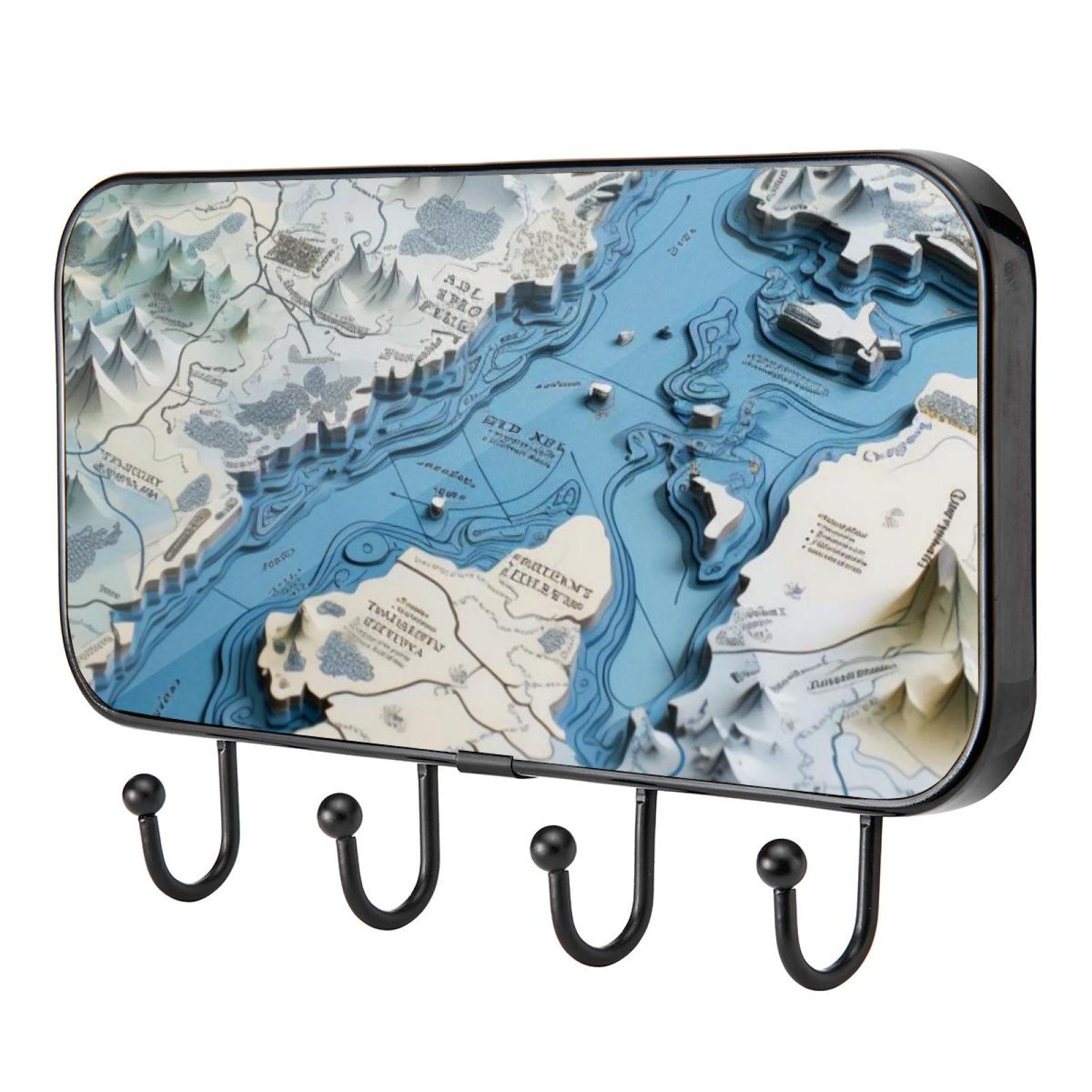 World Map Self Adhesive Towel Coat Wood Iron Hooks for Home Keys Door ...