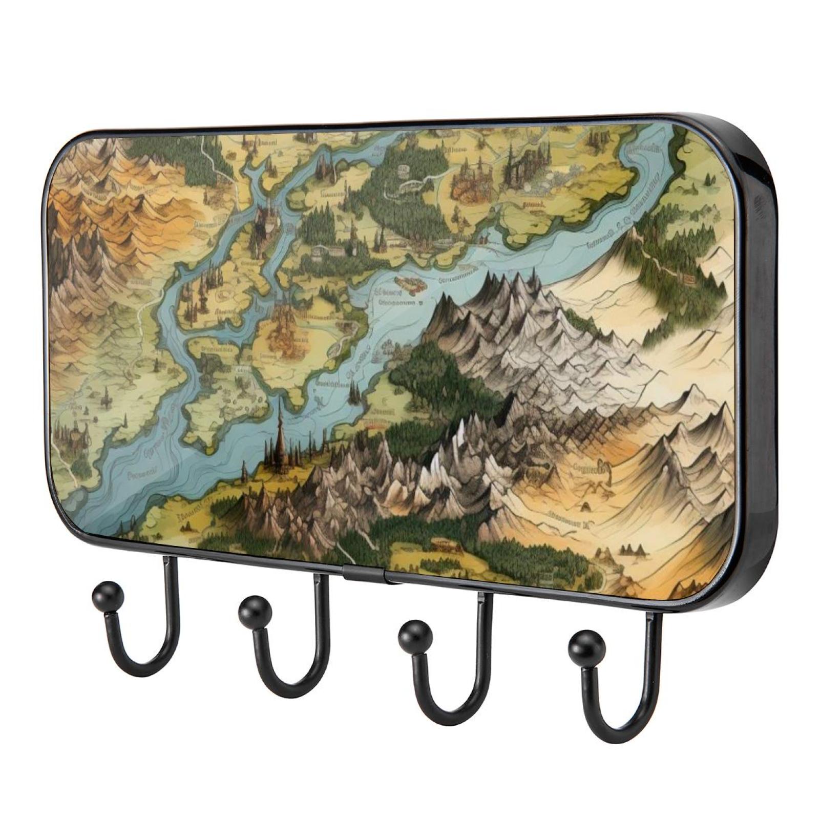 World Map Self Adhesive Towel Coat Wood Iron Hooks for Home Keys Door ...