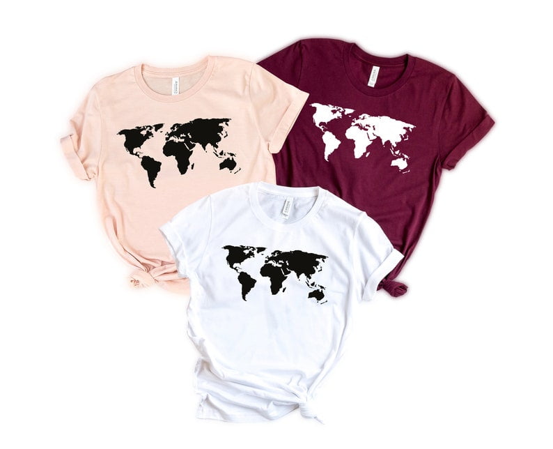 World Map Shirt, Travel Gift, Geography Teacher, Exchange Student ...