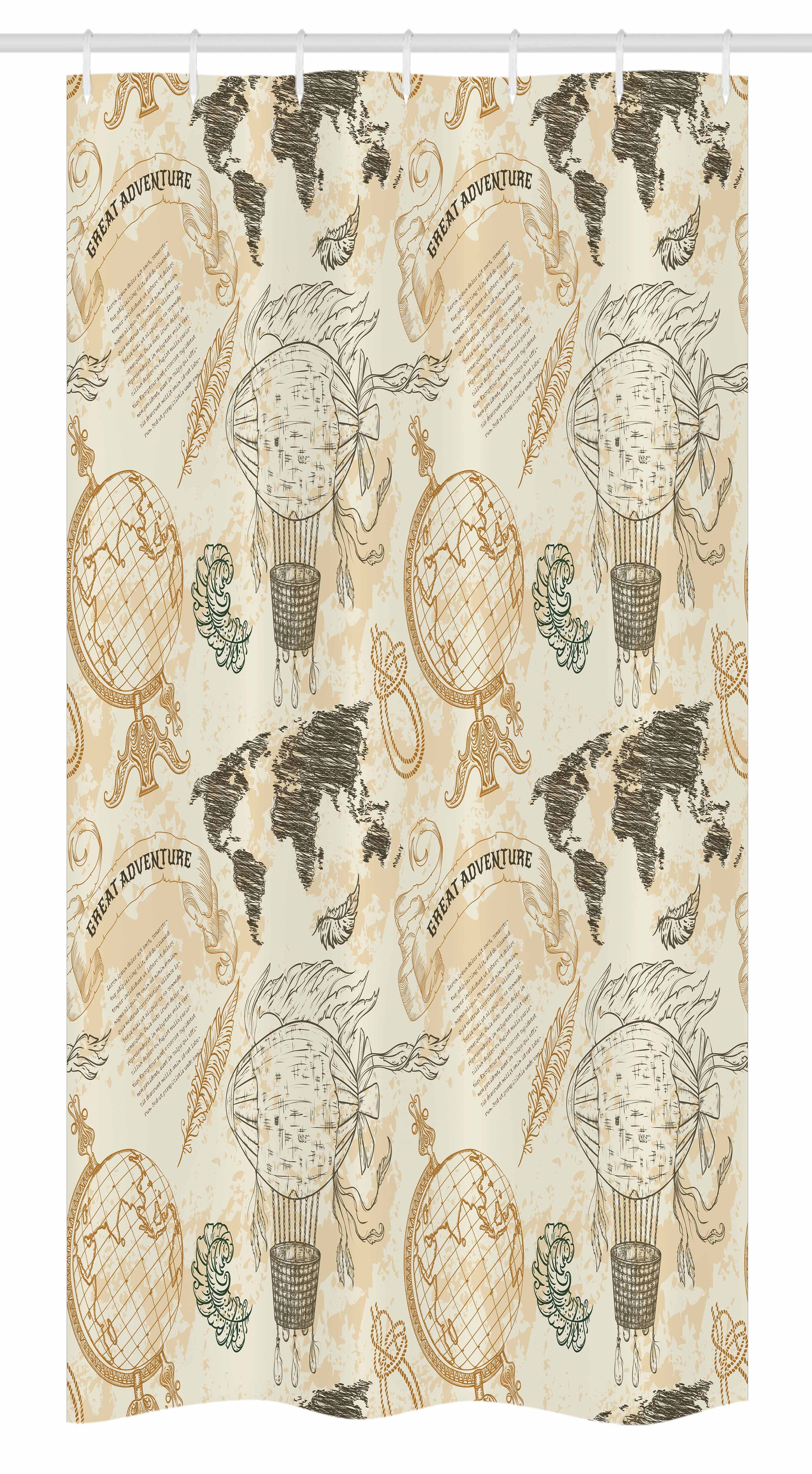 World Map Stall Shower Curtain, Pattern With Vintage Globe World Map ...