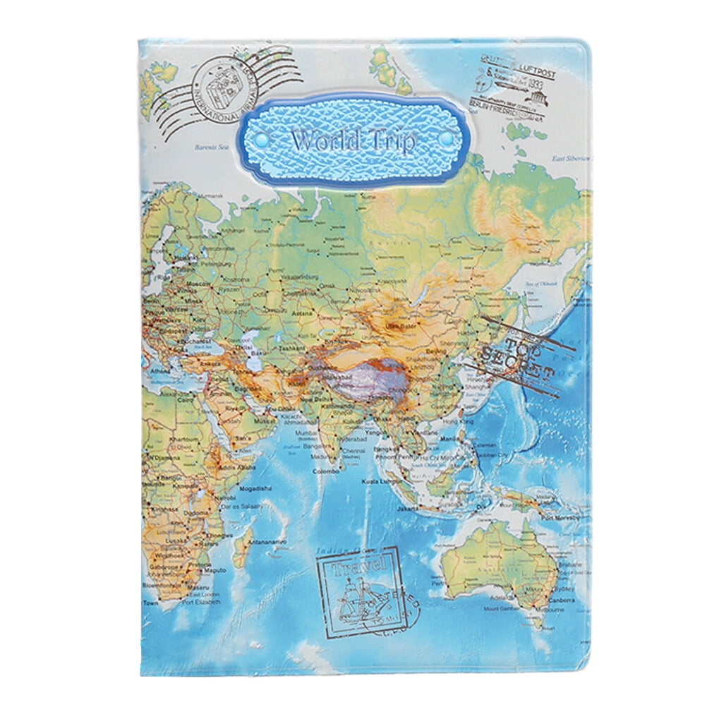 World Map Style Passport Protective Cover Case for Travel Documents ...