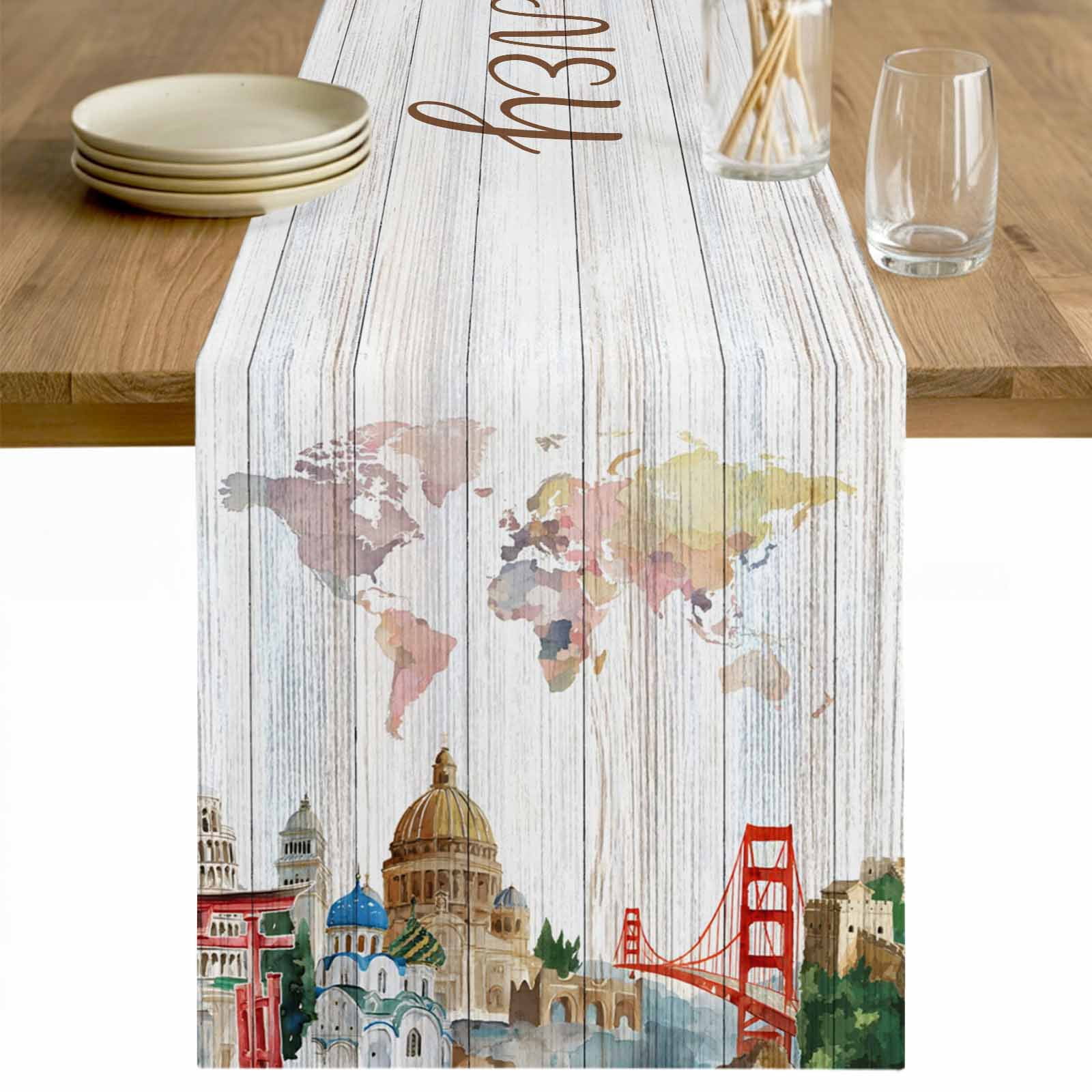 World Map Table Runner 36 Inches Long Farmhouse Dress Scarves, Country ...