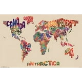 World Map - Text Poster Print (34 x 22) - Walmart.com