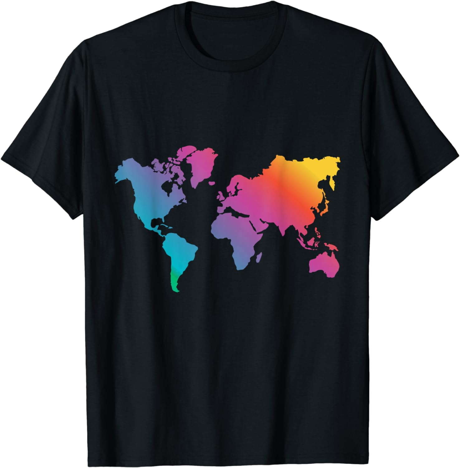 World Map Travel Countries Geography Color Painting Art Cotton T-Shirt ...