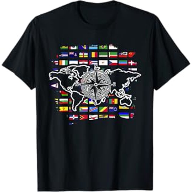 World Map Traveler International Country Flags World Flags T-Shirt - Walmart.com