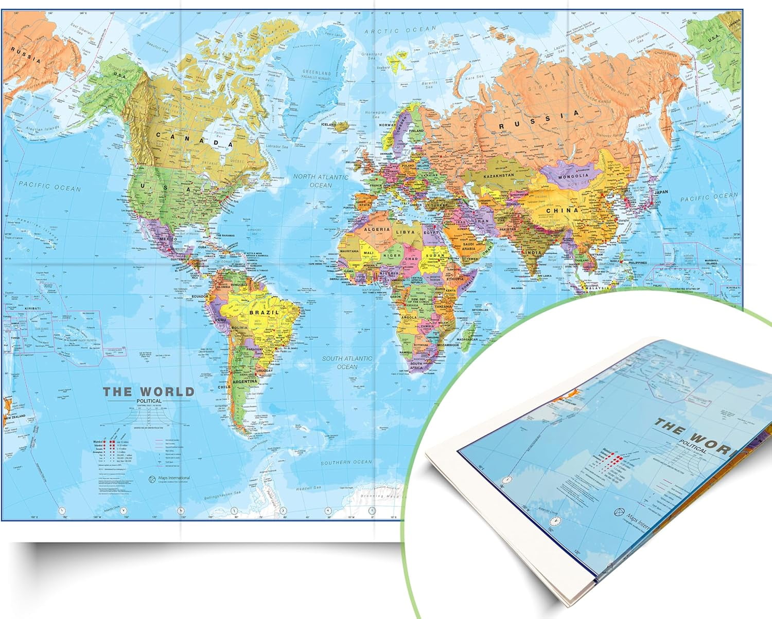 - World Map - Updated 2024 - Silk Art Paper - Folded Format - 23 (h) x ...