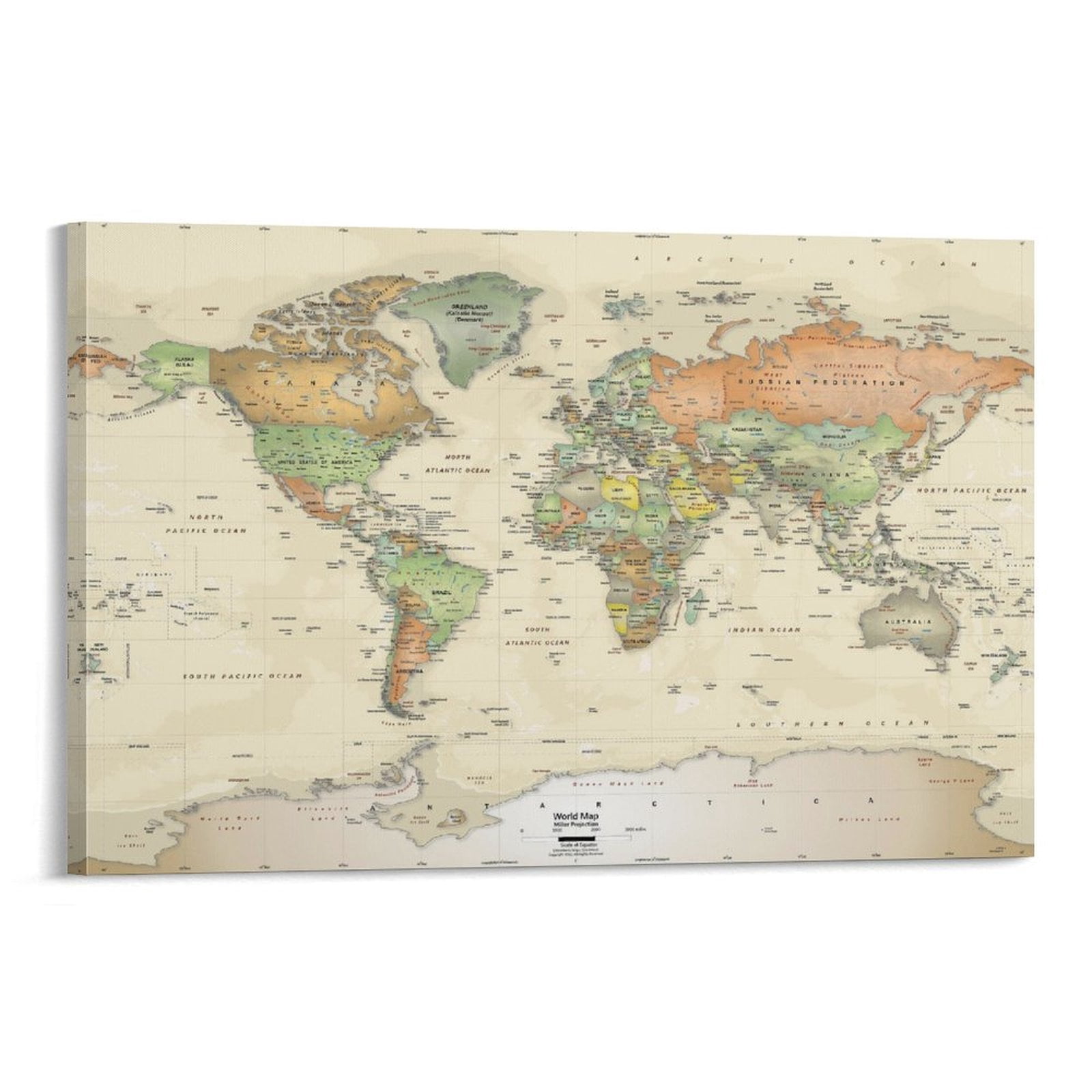 World Map Vintage Painting Poster 1 (8) Picture Print Wall Art Poster ...