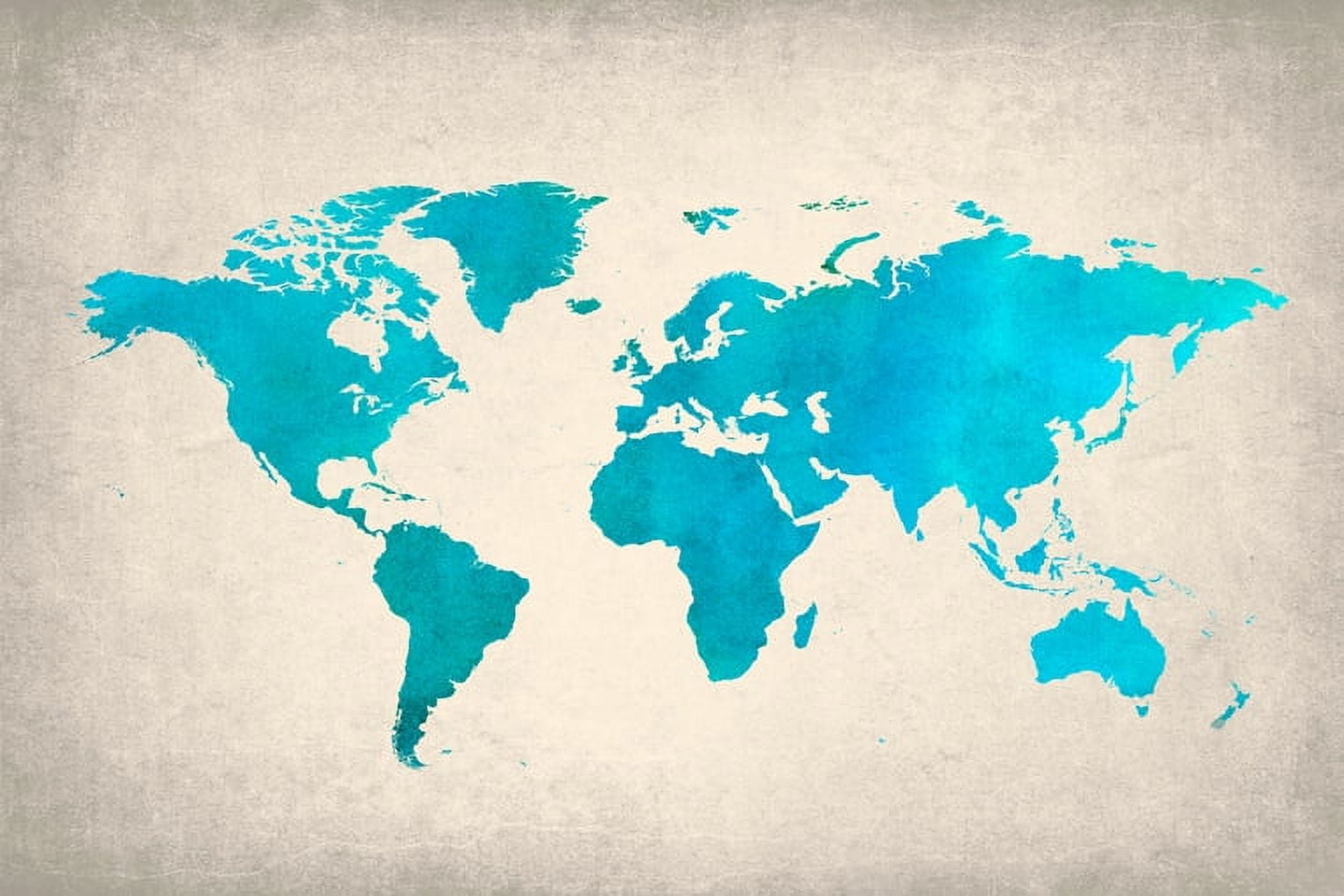 World Map Vintage Style (Blue Watercolor), poster print - Walmart.com
