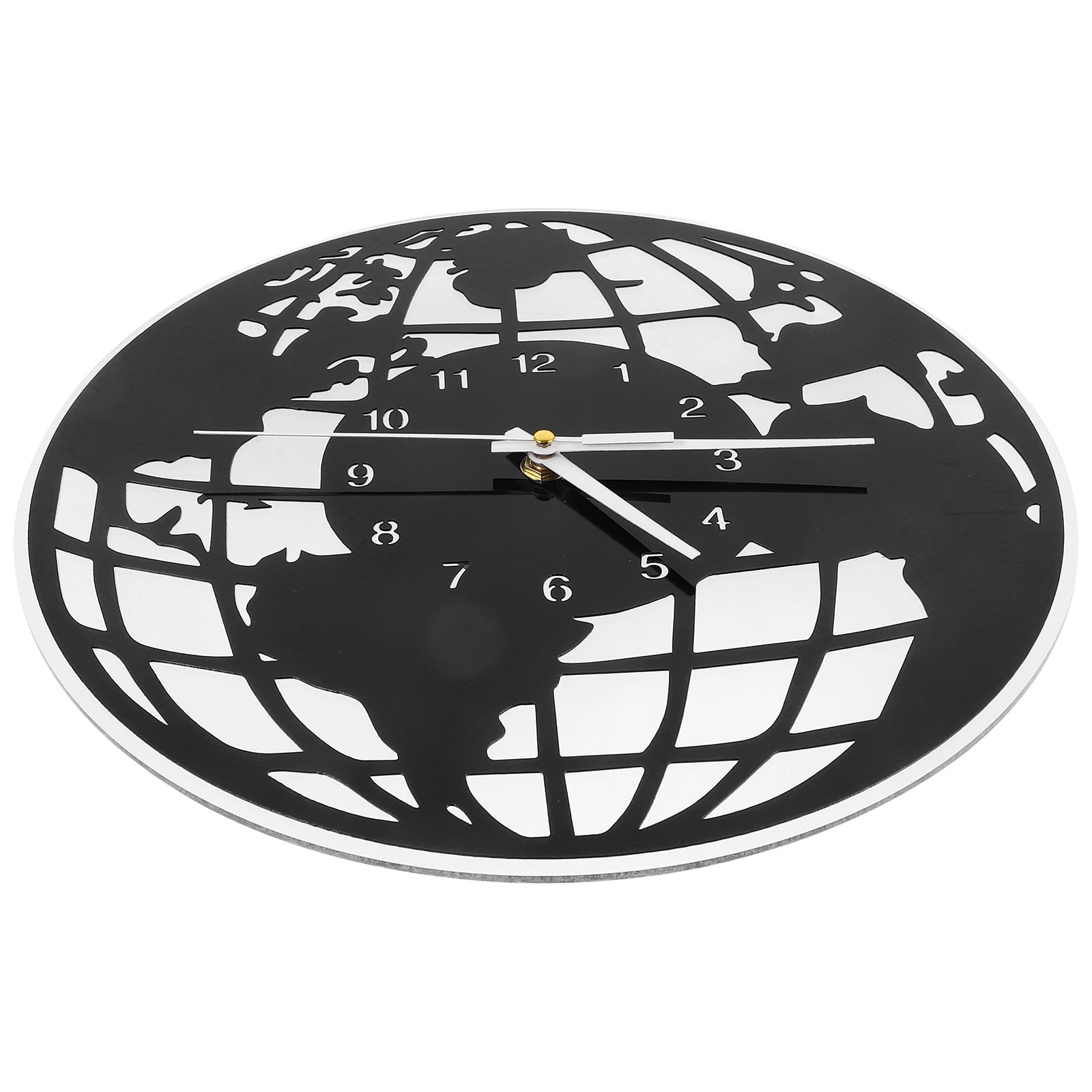 World Map Wall Clock Battery Operated Silent Round Clock for Home ...