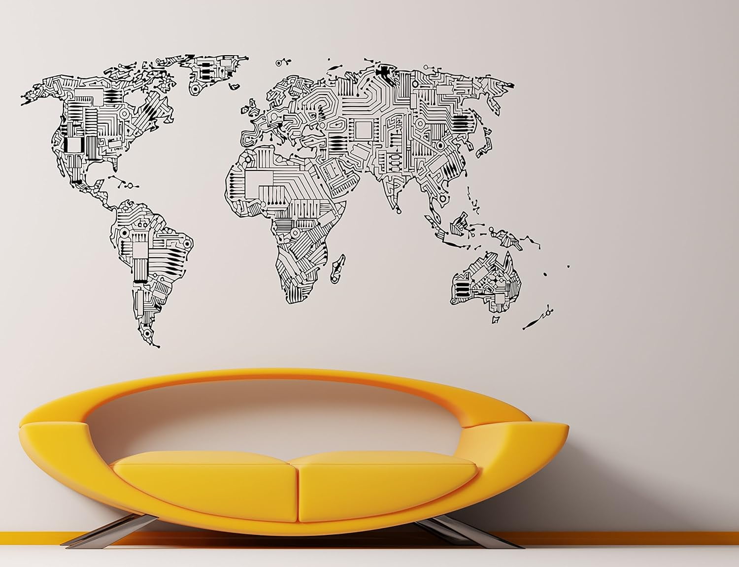 World Map Wall Vinyl Decal Art Design Murals Modern Interior Sticker ...