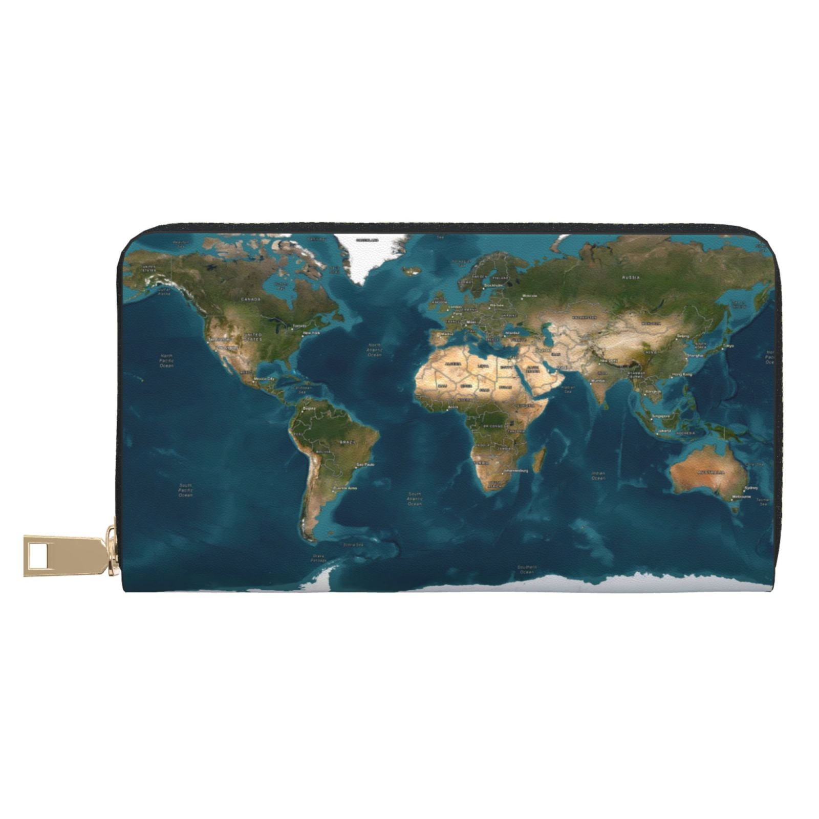 World Map Wallet Women, Leather Bifold Multi Card Wallet, Women's ...