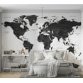 World Map Wallpaper Wall Mural - Black and White Map - Walmart.com