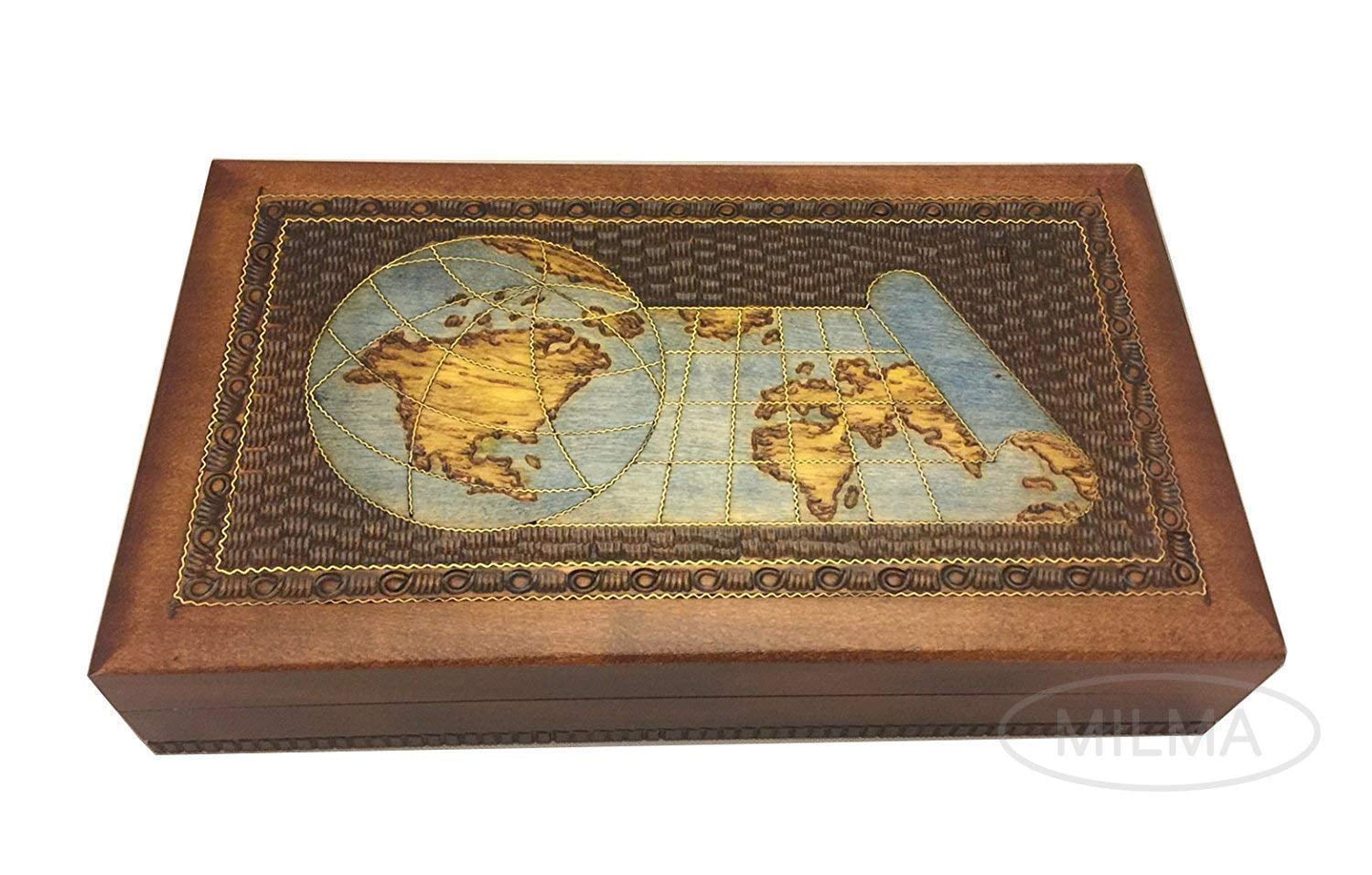 World Map Wooden Box Polish Handmade Keepsake Box Beautiful Decorative ...