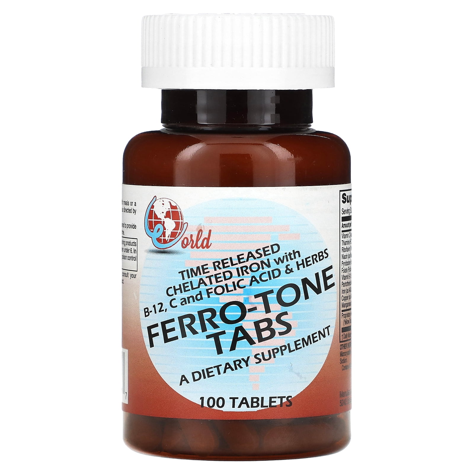 World Organic Ferro-Tone Tabs, 100 Tablets - Walmart.com
