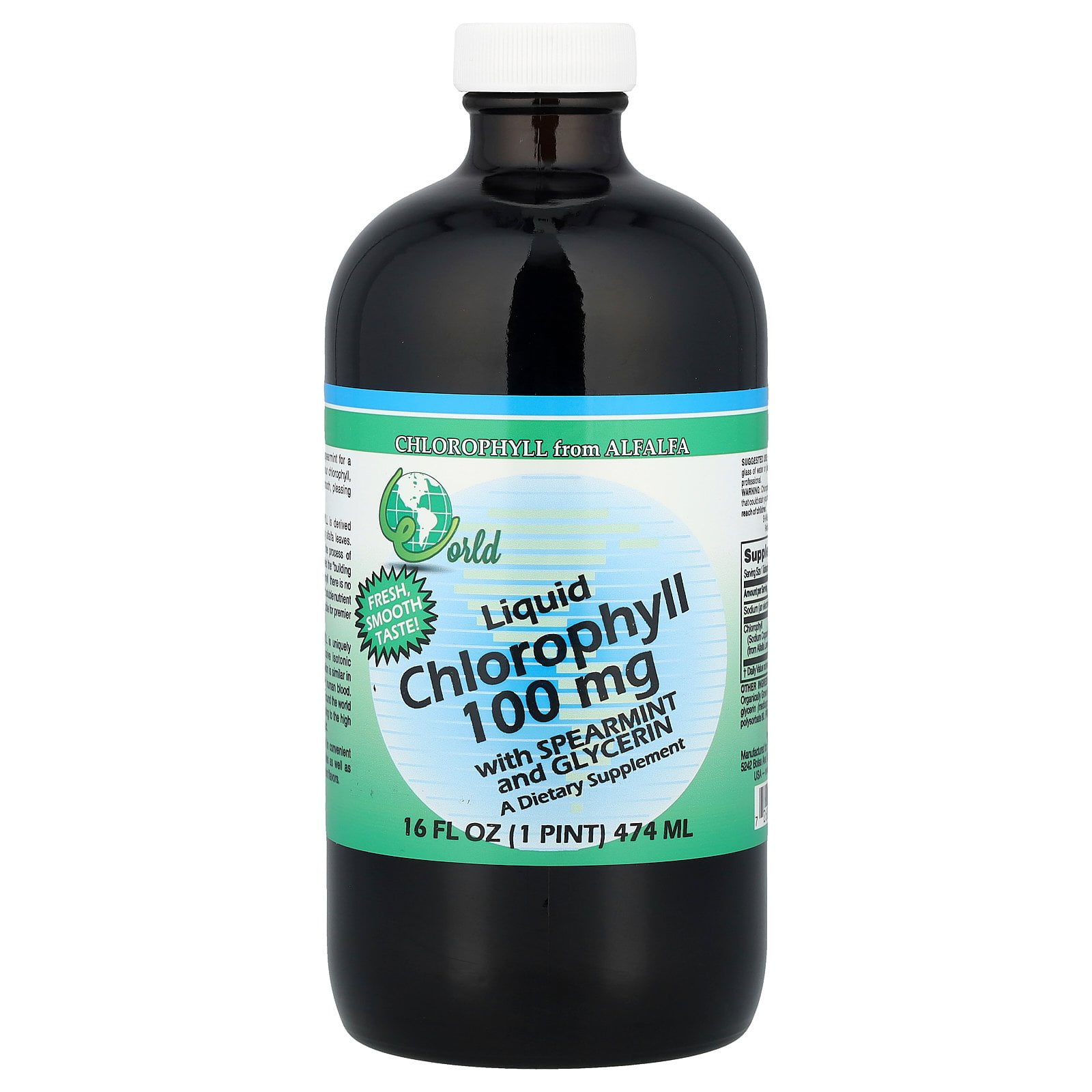 World Organic Liquid Chlorophyll with Spearmint and Glycerin, 100 mg ...