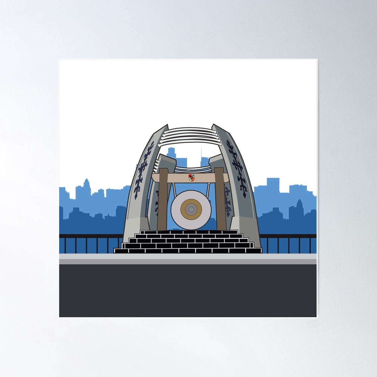 World Peace Gong Monument Design Vector Poster Wall Art, Modern Wall ...