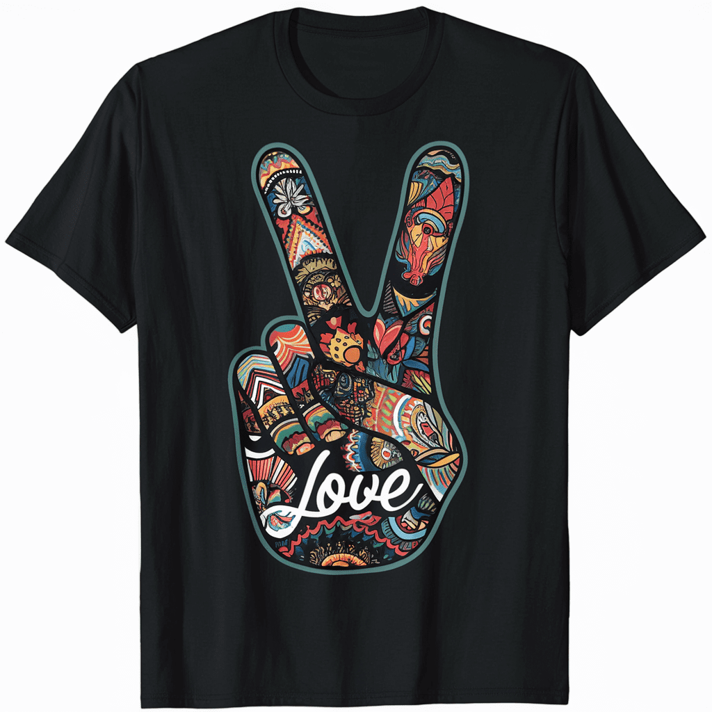 World Peace Love Hand Sign Kindness Unity 60s Retro T-Shirt - Walmart.com