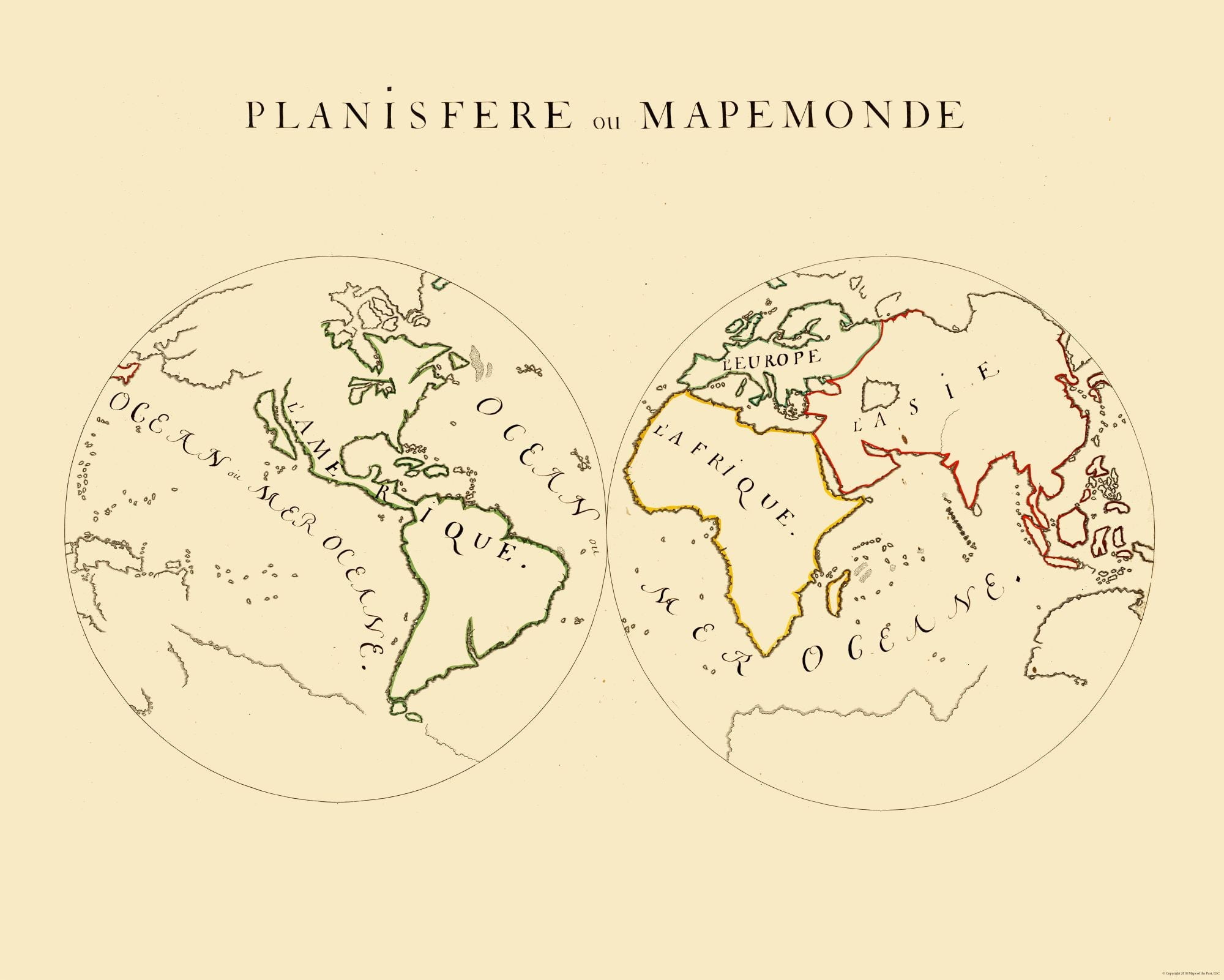 Historic Map - World Planisphere - 28.72 x 23 - Vintage Wall Art ...
