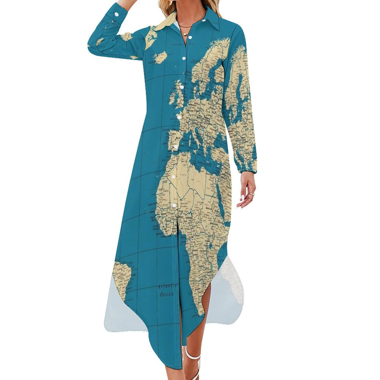 World Political Map with Countries, Cities Roads Lakes And Rivers Shirt ...