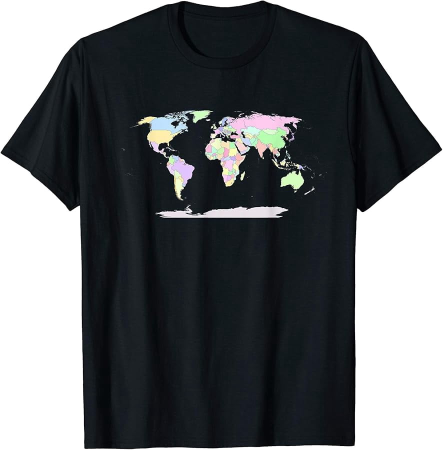 World Political Map T-shirt with countries borders Robinson T-Shirt ...