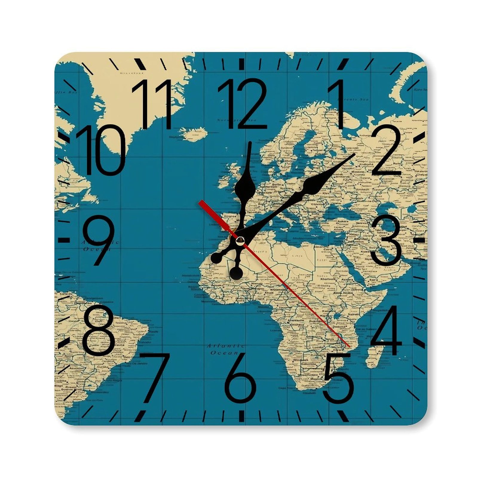 World Political Map With Countries, Cities Roads Lakes And Rivers Wall ...