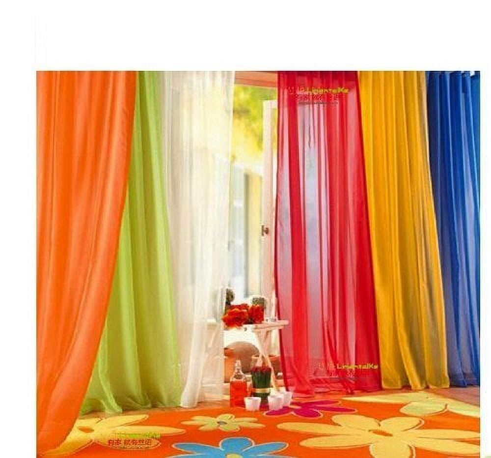 6-Piece Rainbow Sheer Window Panel Set - Lime, Orange, Red, Yellow ...
