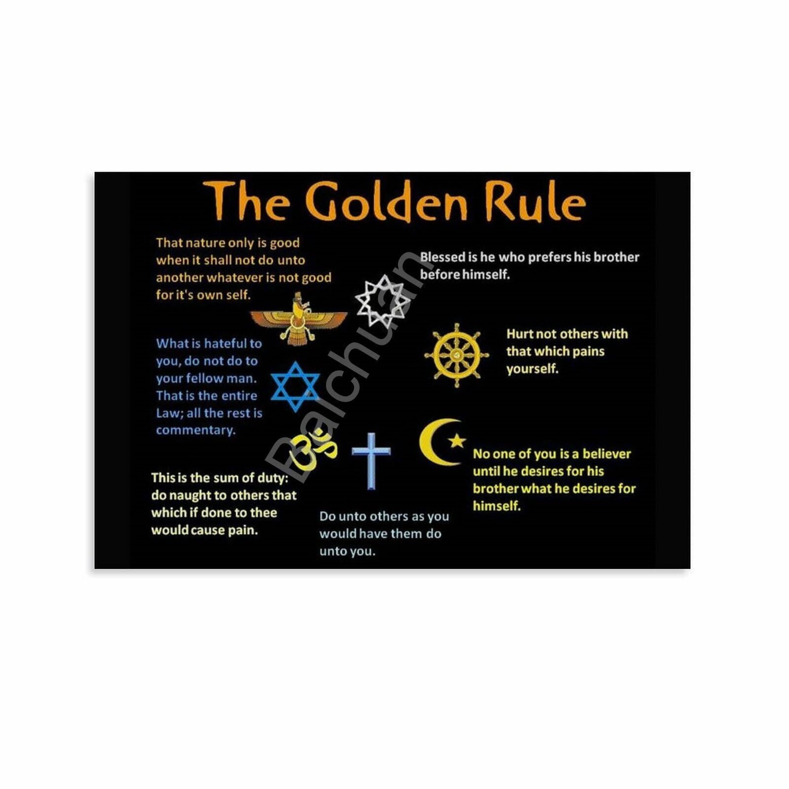 World Religions Golden Rule Poster 3 Canvas Painting Wall Art Poster ...
