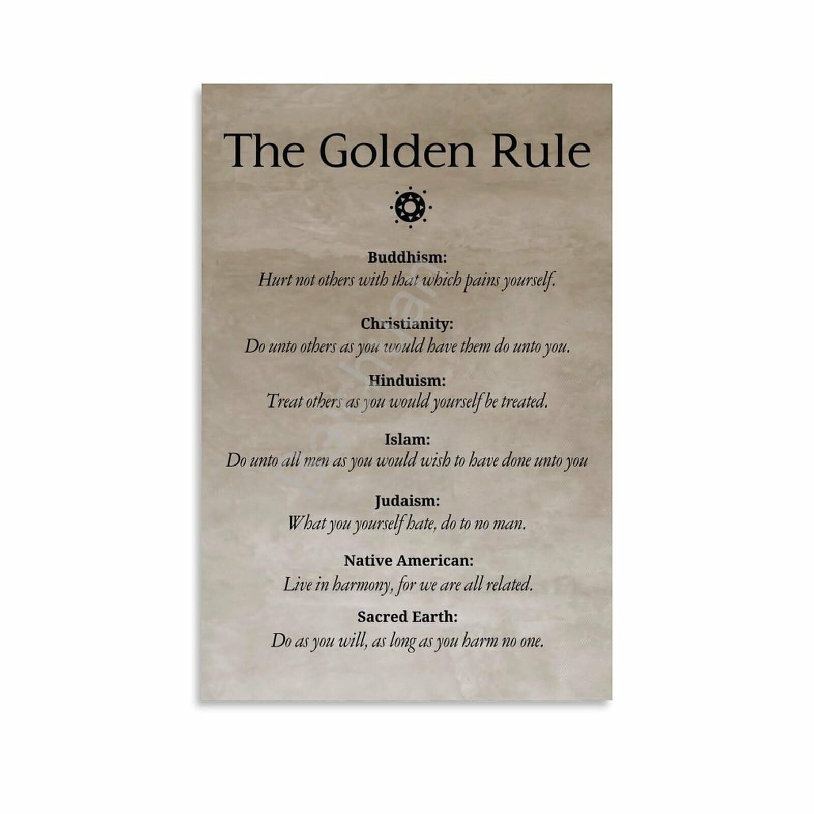 World Religions Golden Rule Poster 4 Canvas Painting Wall Art Poster ...