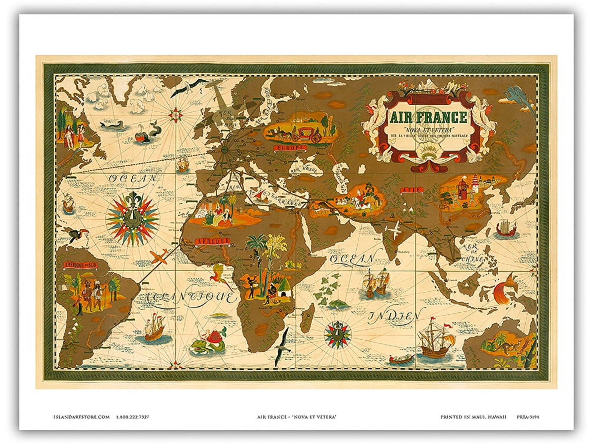 World Route Map - France - On the Old Earth New Paths - Planisphere ...