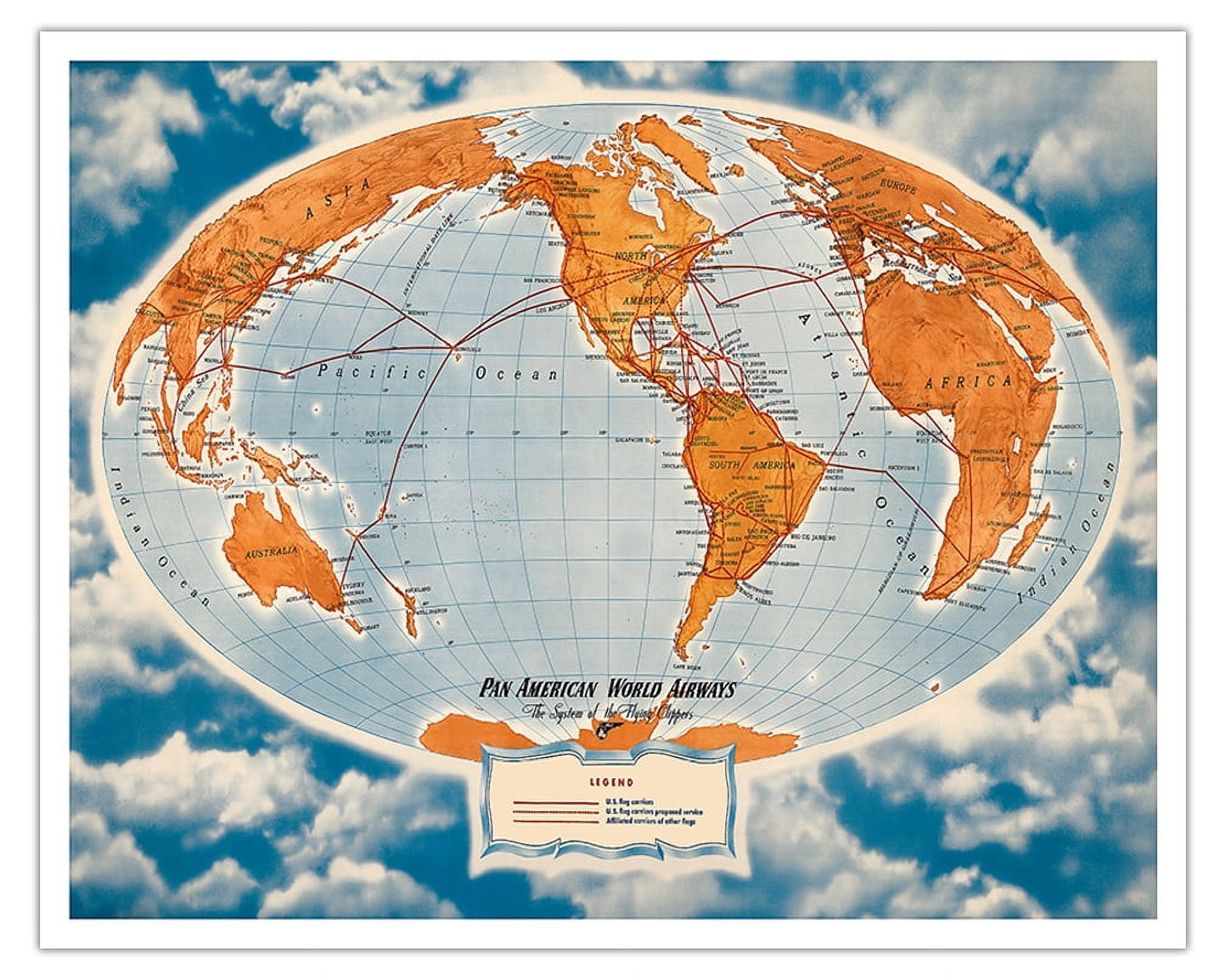 World Route Map - Pan American World Airways - The System of the Flying ...