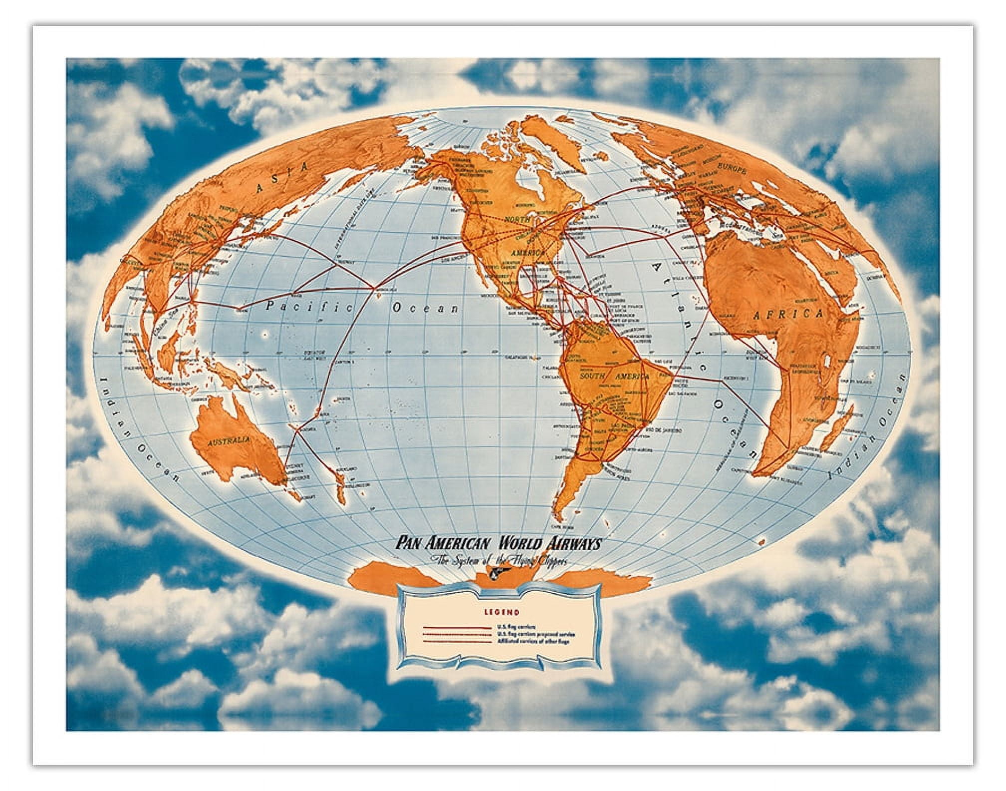 World Route Map - Pan American World Airways - The System of the Flying ...