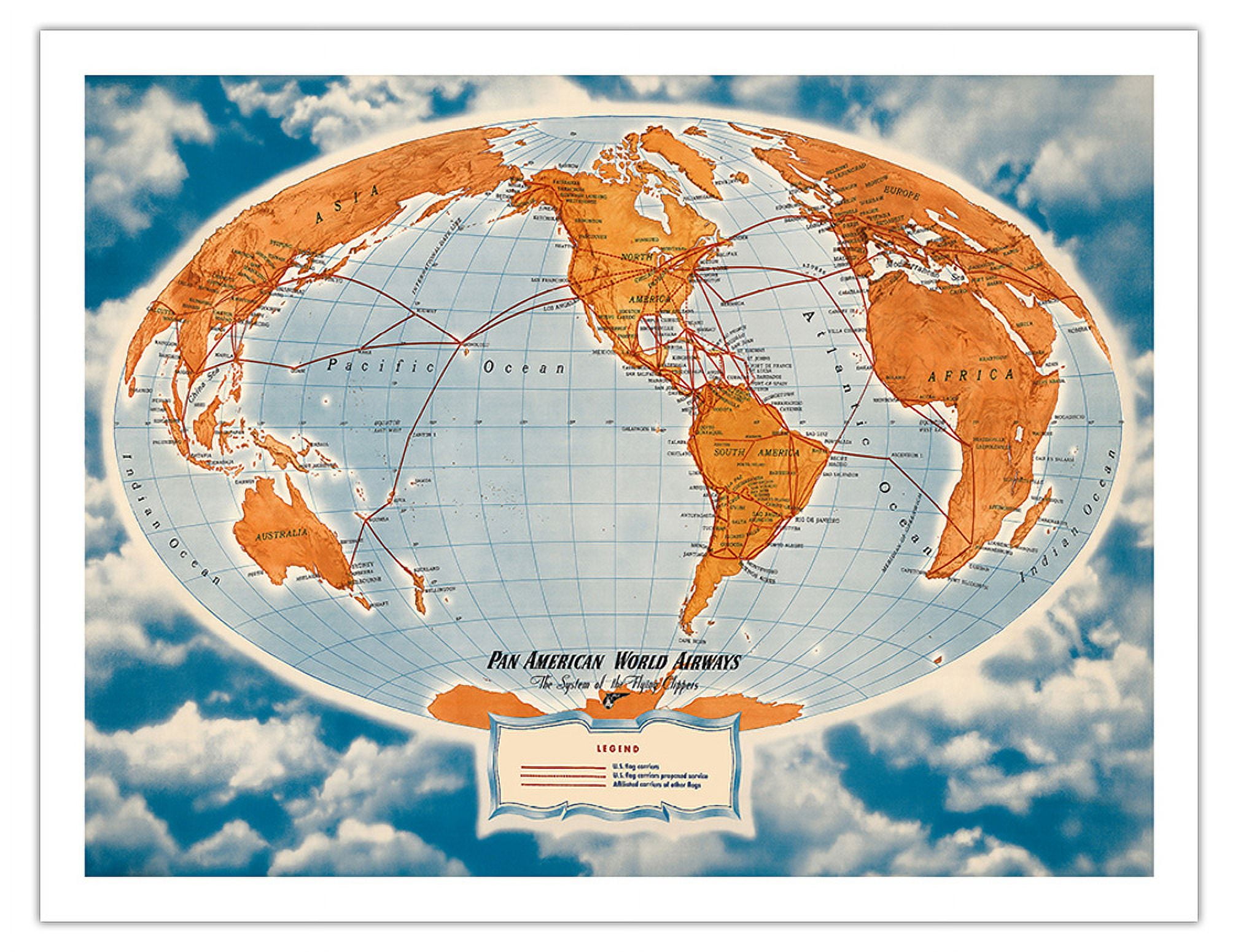 World Route Map - Pan American World Airways - The System of the Flying ...