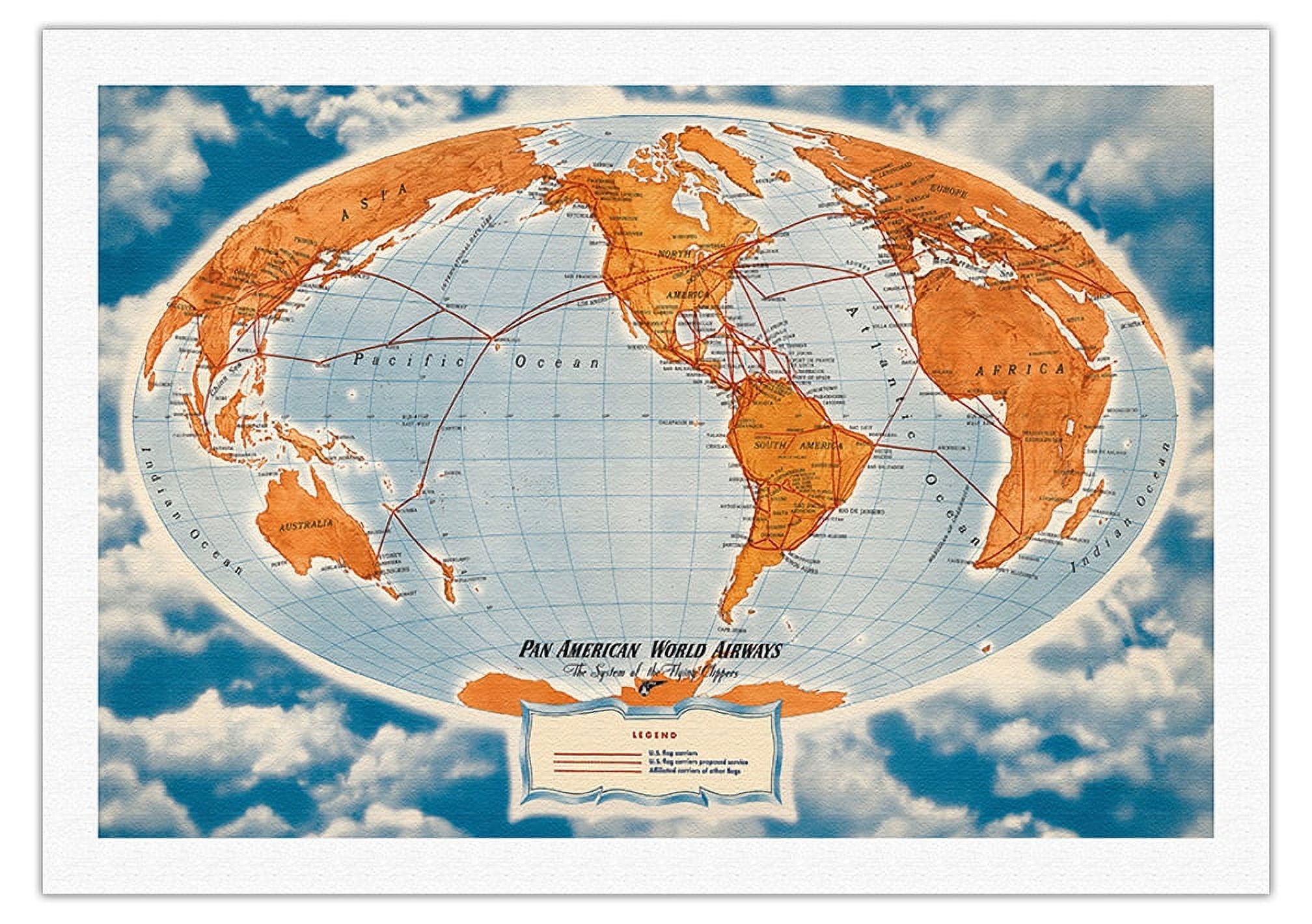 World Route Map - The System of the Flying Clippers - Vintage Airline ...
