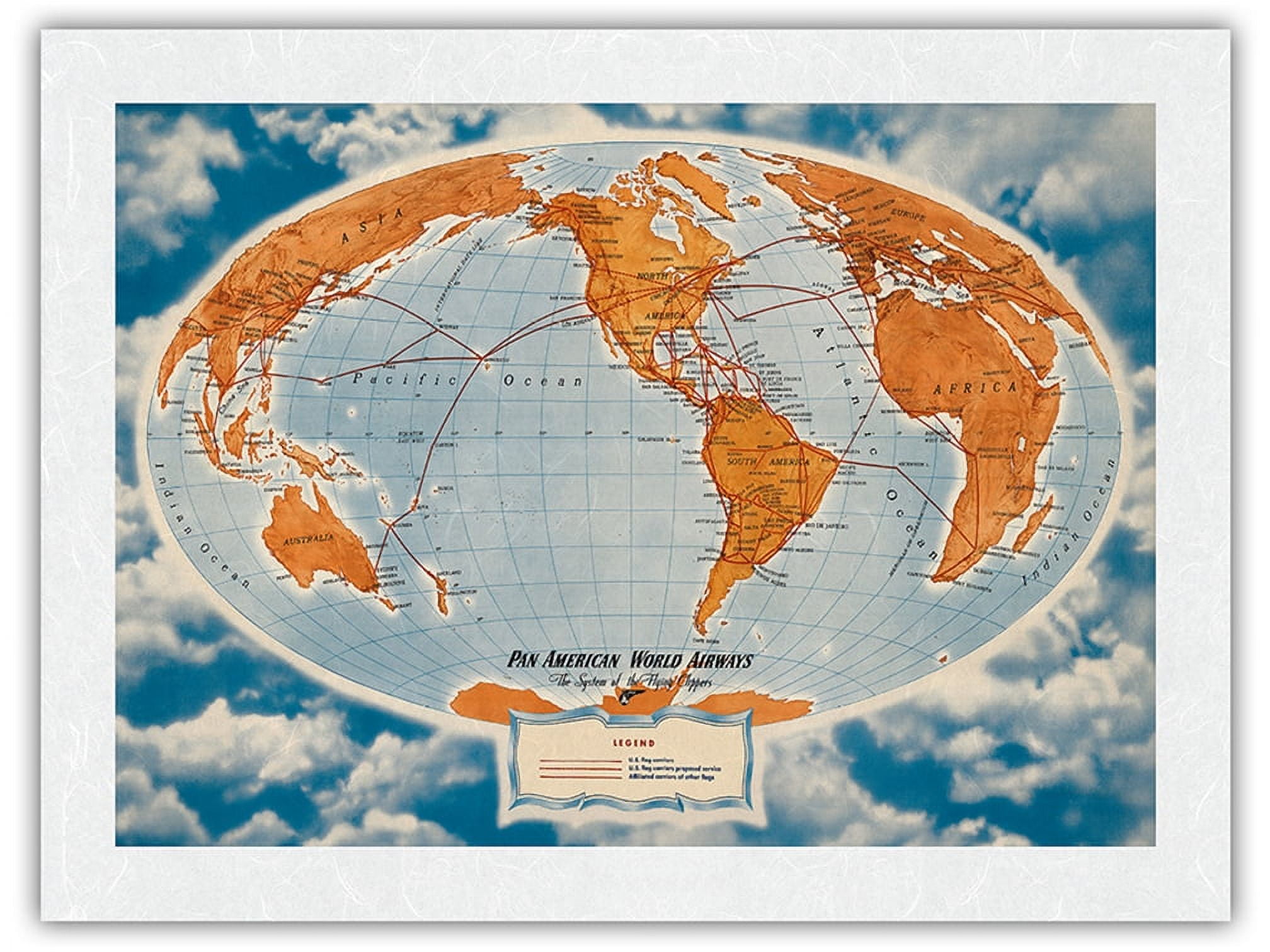 World Route Map - Pan American World Airways - The System of the Flying ...
