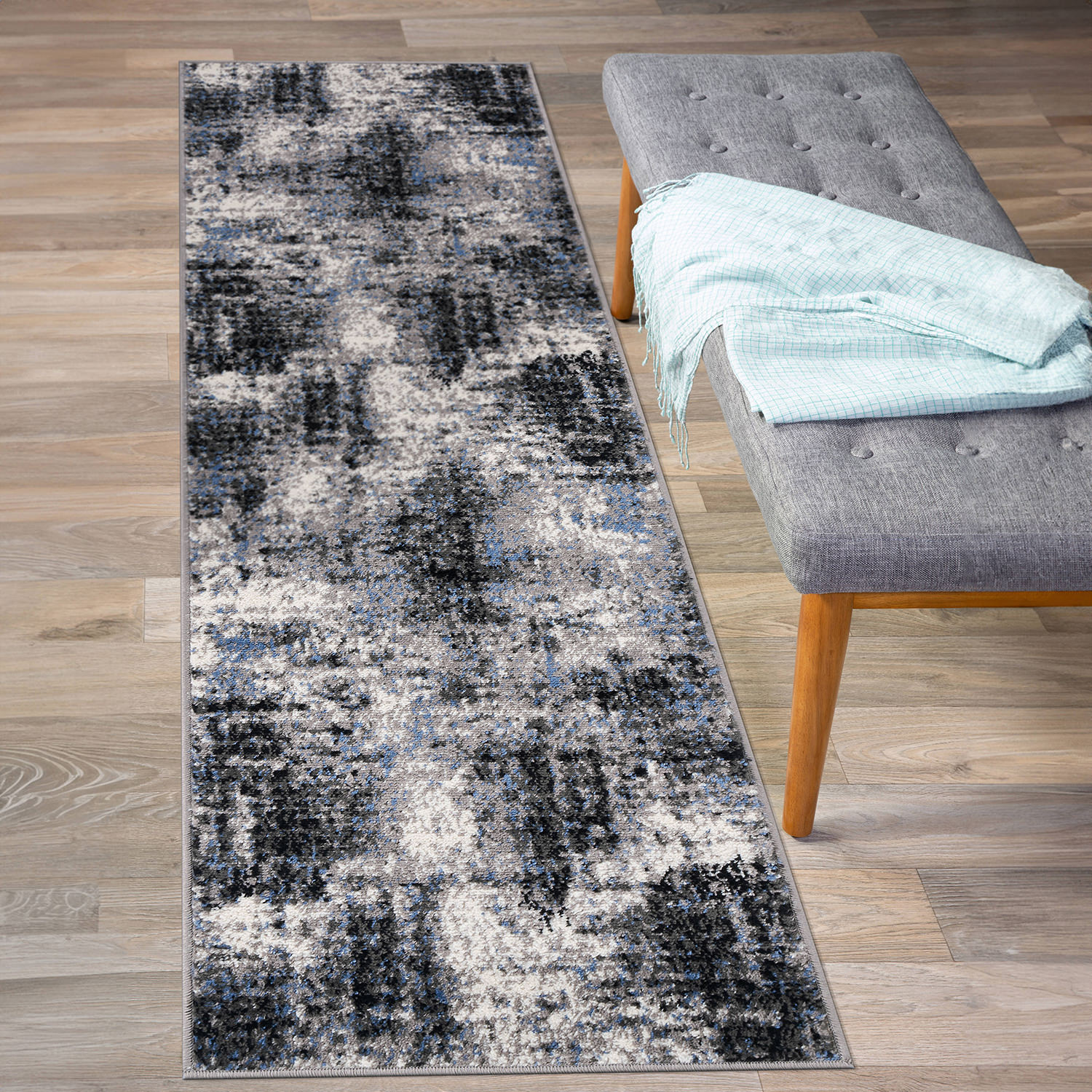 World Rug Gallery Adare Contemporary Abstract Area Rug - BLUE 2'x7 ...