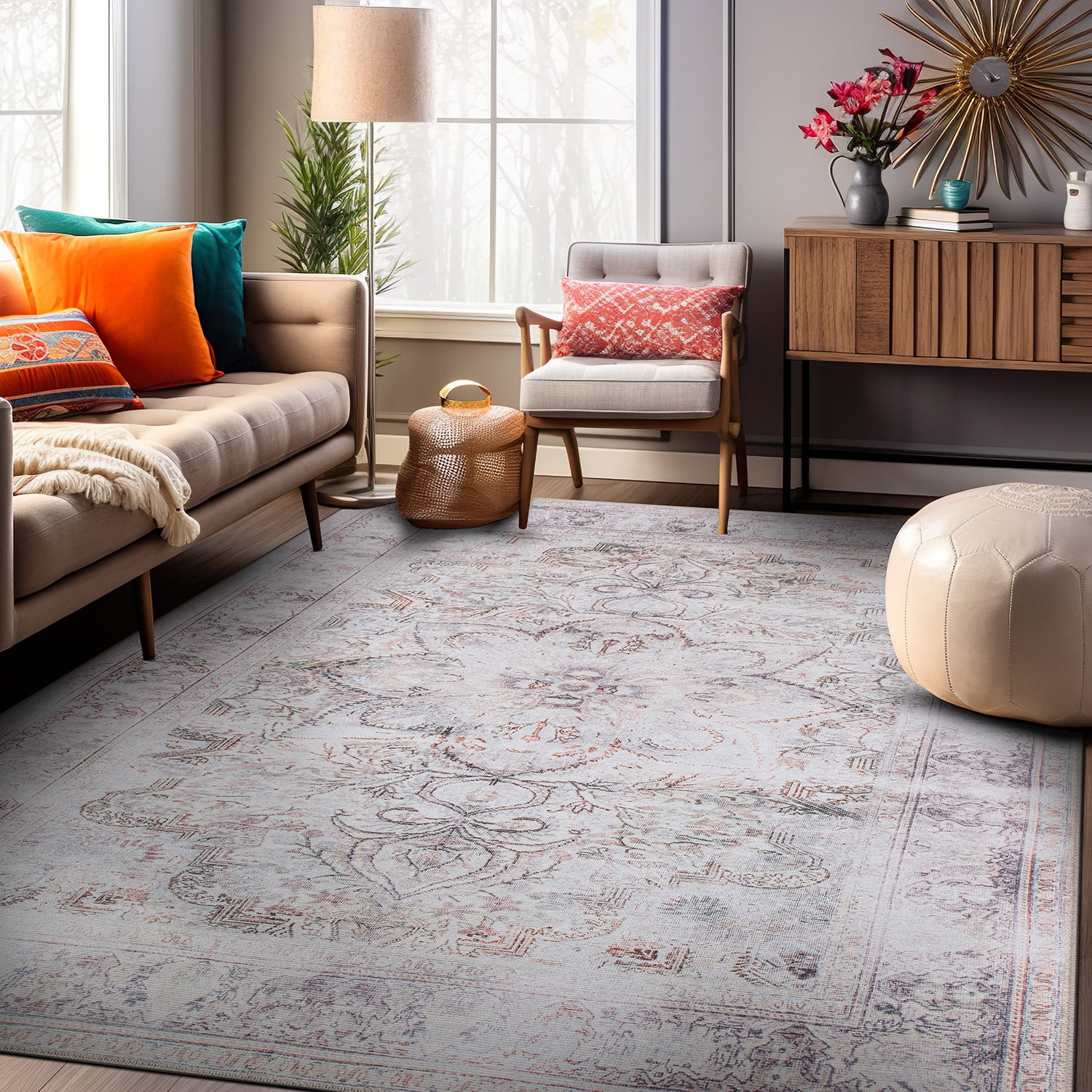 World Rug Gallery Bohemian Distressed Vintage Machine Washable 8'4"x11 ...