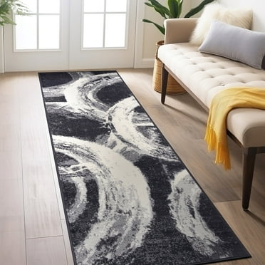 World Rug Gallery Contemporary Modern Abstract Area Rug - Gold 2'7"x10 ...