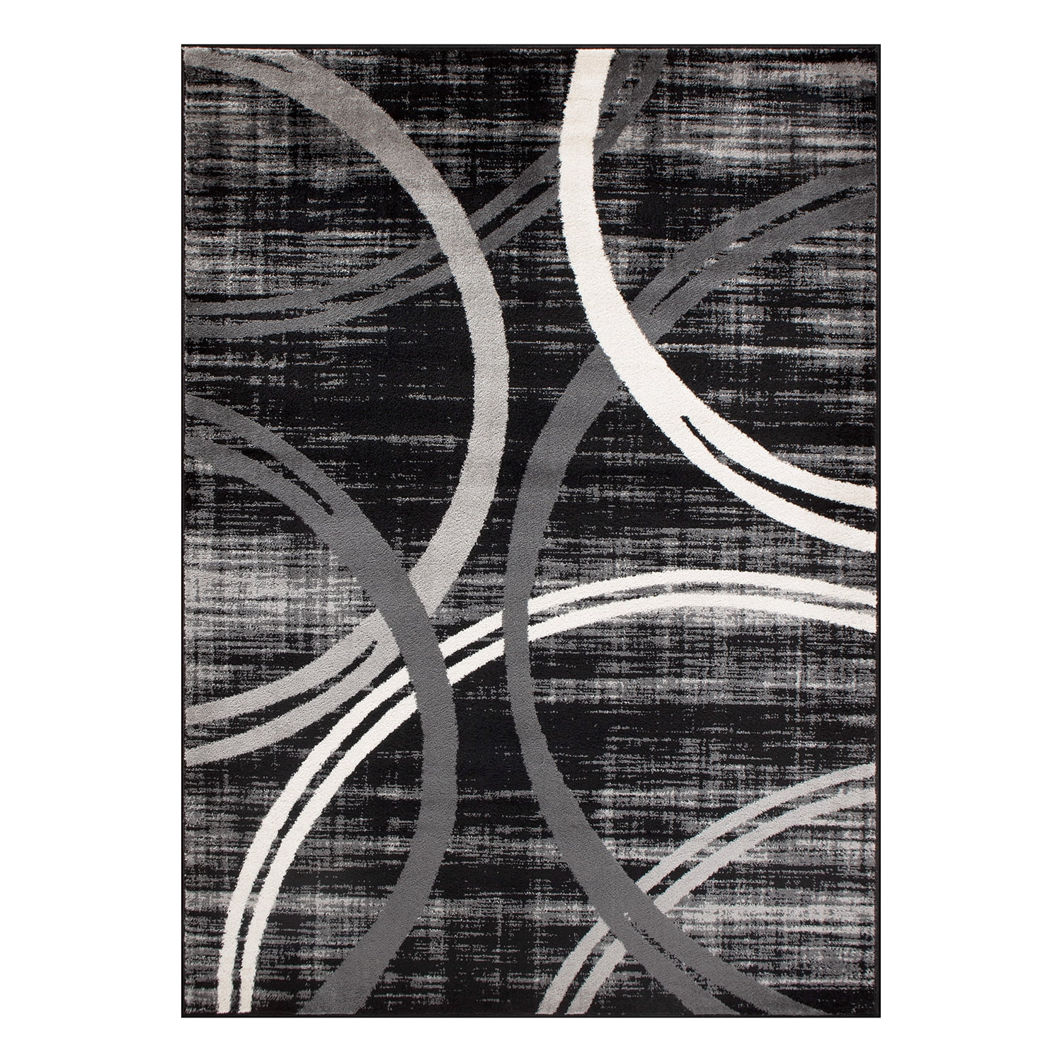 World Rug Gallery Contemporary Abstract Circles Design 2'x3' Black Door ...