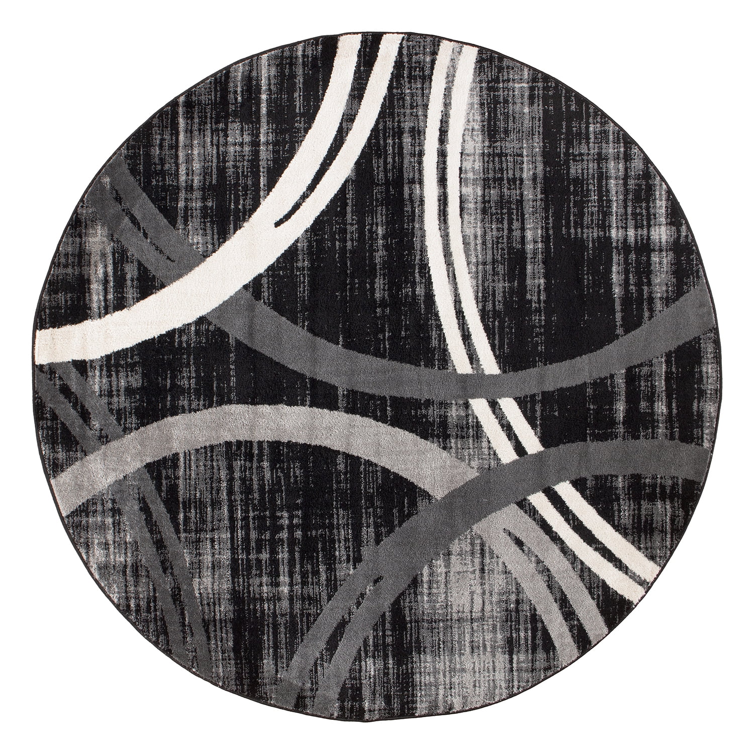 World Rug Gallery Contemporary Abstract Circles Design 6'6" Round Black ...