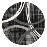 World Rug Gallery Contemporary Abstract Circles Design 6'6" Round Black ...
