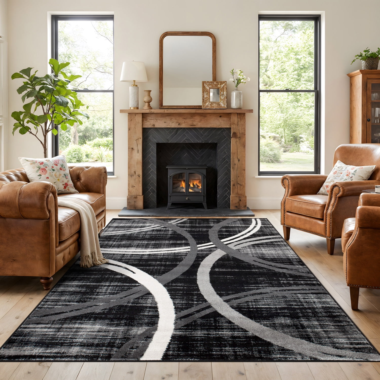 World Rug Gallery Contemporary Abstract Circles Design 8'8