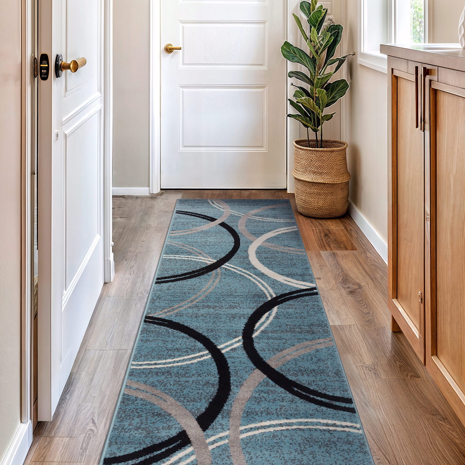 World Rug Gallery Contemporary Abstract Circles Design Area Rug - BLUE ...