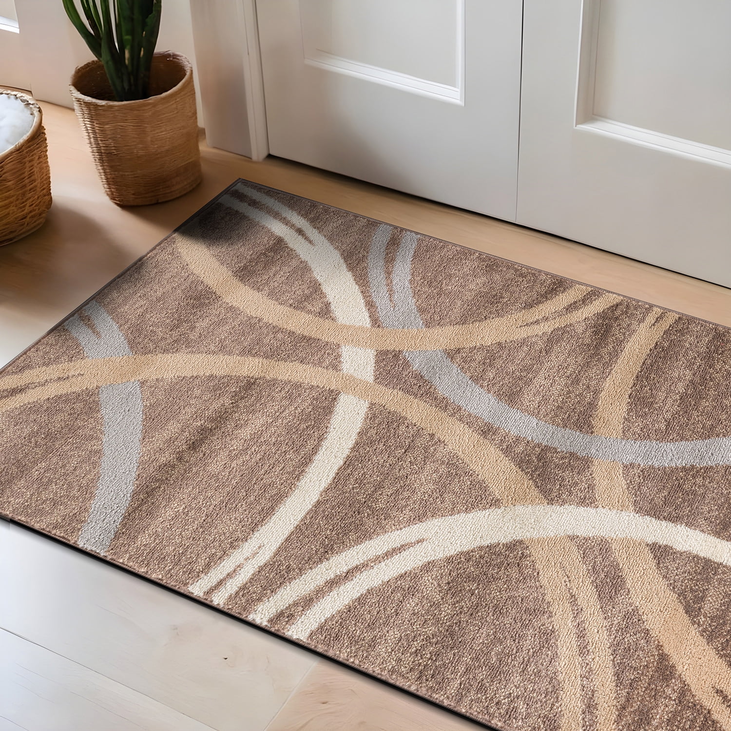 World Rug Gallery Contemporary Abstract Circles Design Area Rug - BROWN ...