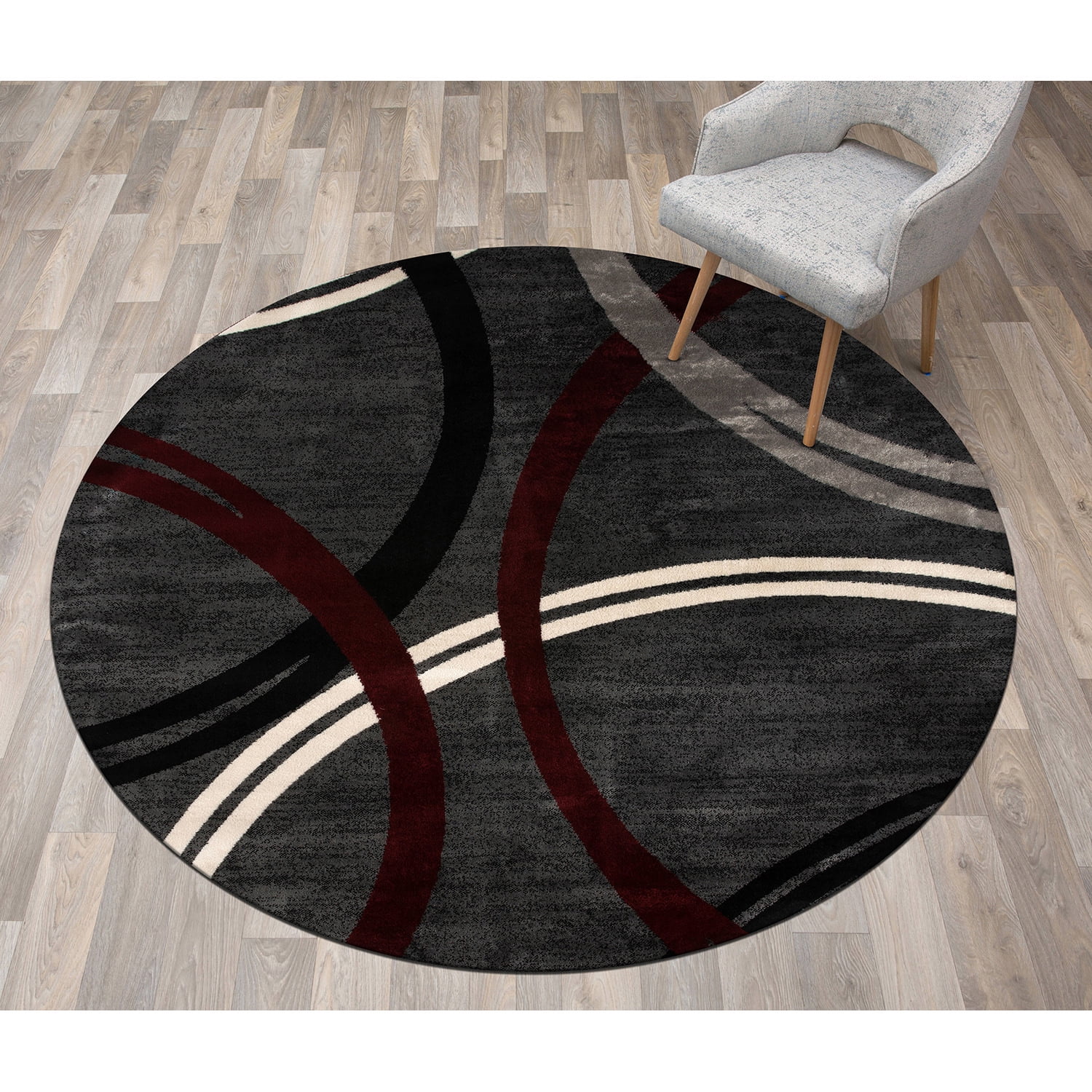 World Rug Gallery Contemporary Abstract Circles Design Area Rug - RED 8 ...