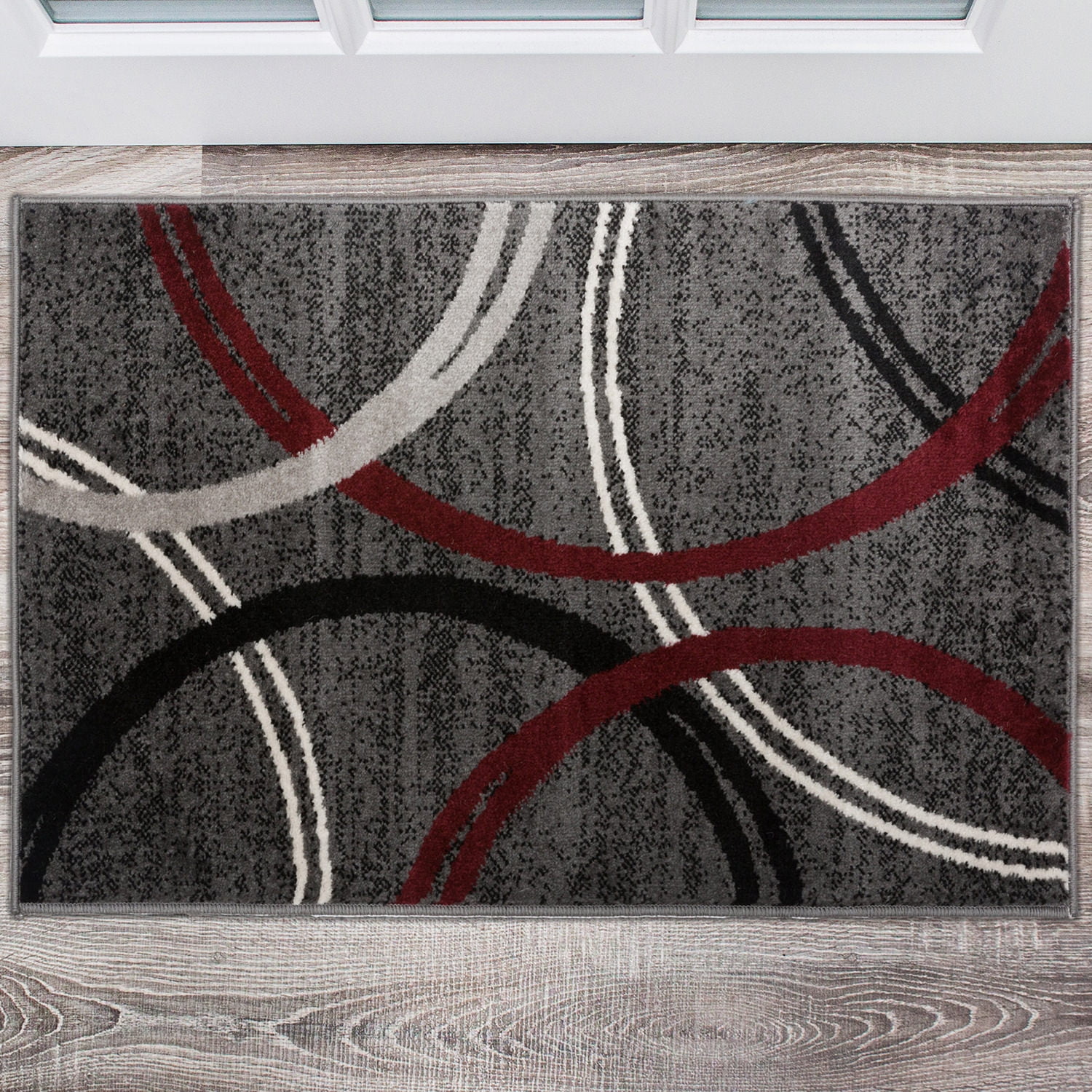 World Rug Gallery Contemporary Abstract Circles Design Red 2' x 3' Door ...